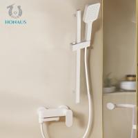 China Cream Style Exposed Valve Shower Set Two Outlets Brass Body 90°C for Apartment for sale