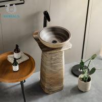 China Indoor Outdoor Full Pedestal Wash Basin  Ceramic Retro Design for sale