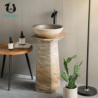 China Indoor Outdoor Full Pedestal Wash Basin  Ceramic Retro Design for sale