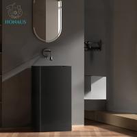 China Modern Full Pedestal Wash Basin Stainless Steel Luxury Hotel Apartment 40kg Floor Mounted for sale