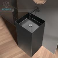 China Modern Full Pedestal Wash Basin Stainless Steel Luxury Hotel Apartment 40kg Floor Mounted for sale
