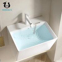 China Trapezoid Bathroom Wall Hung Bain Ceramic White Thin Edge Single Hole 20L Capacity for sale