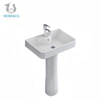China Ceramic Full Pedestal Wash Basin 40kg Modern Design for Hotel Apartment Bathroom for sale