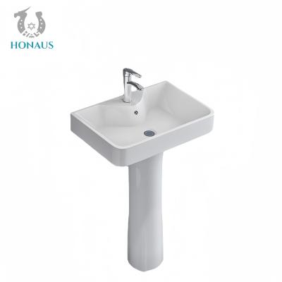 China Ceramic Full Pedestal Wash Basin 40kg Modern Design for Hotel Apartment Bathroom for sale