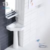 China Ceramic Full Pedestal Wash Basin 40kg Modern Design for Hotel Apartment Bathroom for sale