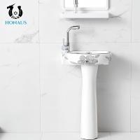 China Chinese Style Full Pedestal Wash Basin with Mirror Ceramic Two Piece Bathroom Sink 40-50kg for sale