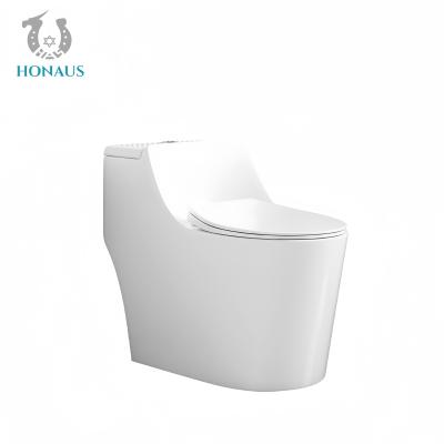China Premium Ceramic One Piece Toilet Bowl Round Dual Flush 690x405x640mm Siphonic Floor Mounted for sale