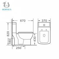 China Hotel Bathroom Two Piece Toilet Bowl 820x370x670mm P Trap S Trap Ceramic White for sale