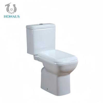 China Modern Two Piece Toilet Bowl 780x370x650mm White Ceramic Dual Flush S P Trap Floor Mounted for sale