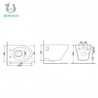 China Wall Hung Toilet Bowl P Trap 180mm Concealed Cistern Ceramic 3/6L Water Saving for sale