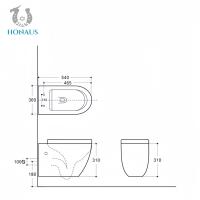 China Modern Wall Hung Toilet Bowl Square Shape P Trap 180mm 540x360x310mm Custom Colors for sale