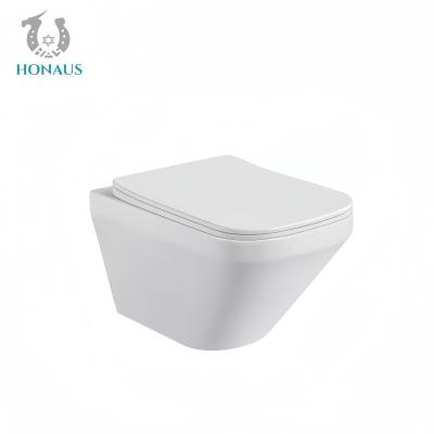 China Luxury Wall Hung Toilet Bowl Dual Flush 505x305x360mm Nano Glaze Ceramic for sale