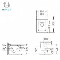China Luxury Wall Hung Toilet Bowl Dual Flush 505x305x360mm Nano Glaze Ceramic for sale