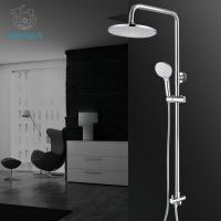 China Stainless Steel Exposed Shower Set Two Handles Wall Mounted 2 Outlets Ceramic Valve for sale
