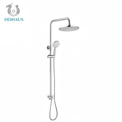China Stainless Steel Exposed Shower Set Two Handles Wall Mounted 2 Outlets Ceramic Valve for sale