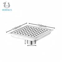 China Luxury Stainless Steel Floor Drain 150x150x40mm Fast Drainage for Bathroom Shower for sale