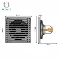 China Gun Grey Bathroom Shower Accessories Floor Drain Full Brass Body Multi Layer Coated for sale