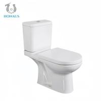China Two Piece Elongated Toilet Bowl 766x376x720mm High Temperature Burned Ceramic Floor Mounted for sale