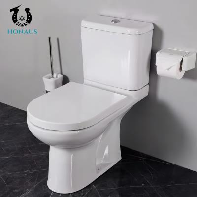 China 766x376x720mm Two Piece Elongated Toilet Bowl Dual Flush Ceramic S P Trap for sale