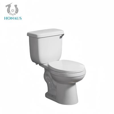 China Classic Two Piece Toilet Bowl Round High Temp Ceramic Single Flush 750x400x720mm for sale