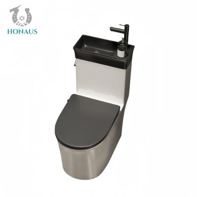 China Multi Function White Ceramic One Piece Toilet Bowl & Basin Water Saver Hotel Use S Trap for sale