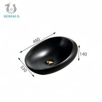China Luxury Black Ceramic Countertop Basin Art Design 480x330x140mm Custom for sale