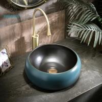 China Retro Bathroom Countertop Basin Round Best Ceramic Electroplated Surface Anti Stain for sale