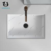 China Marble Grain Bathroom Inset Basin High Quality Ceramic White Multi Sizes 40 Liters for sale