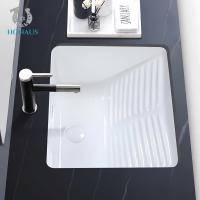 China Practical Ceramic Inset Basin with Washboard 550x465x230mm White for Home Laundry for sale
