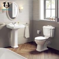 China Classic Ceramic Full Pedestal Wash Basin 590x470x280x900mm Retro White Single Faucet Hole for sale