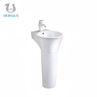 China Modern Full Pedestal Wash Basin 470x380x800mm White Ceramic Two Piece with Accessories for sale