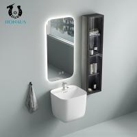 China Square Bathroom Wall Hung Basin White Best Ceramic Large Capacity Modern Design for sale