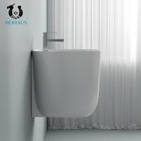 China Square Bathroom Wall Hung Basin White Best Ceramic Large Capacity Modern Design for sale