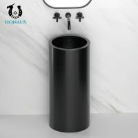 China Modern Stainless Steel Full Pedestal Wash Basin 420x800mm Black Customizable for sale
