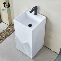 China Outdoor Retro Full Pedestal Wash Basin Sintered Stone 420x420x825mm Custom Colors for sale