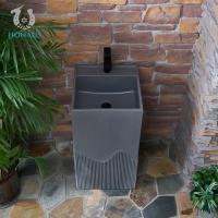 China Outdoor Retro Full Pedestal Wash Basin Sintered Stone 420x420x825mm Custom Colors for sale