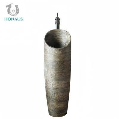 China Art Design Full Pedestal Wash Basin 290x950mm High Temp Fired Ceramic for Hotel Apartment for sale