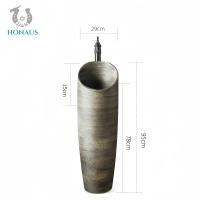 China Art Design Full Pedestal Wash Basin 290x950mm High Temp Fired Ceramic for Hotel Apartment for sale