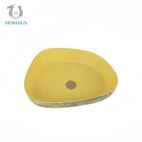China Modern Yellow Ceramic Countertop Basin 390x140x545mm Customizable Round Shape for Hotel Apartment for sale