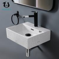 China Modern Bathroom Wall Hung Basin Mosaic Grain High Quality Ceramic ISO Certified for sale