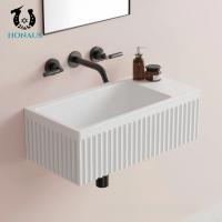 China Modern Wall Hung Ceramic Wash Basin 15L White Black Custom Size for Hotel Apartment for sale