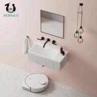 China Modern Wall Hung Ceramic Wash Basin 15L White Black Custom Size for Hotel Apartment for sale
