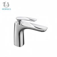 China Elegant Brass Wash Basin Faucet Mixer Hot Cold Water Deck Mounted 0-90 Degree for sale