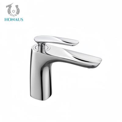 China Elegant Brass Wash Basin Faucet Mixer Hot Cold Water Deck Mounted 0-90 Degree for sale