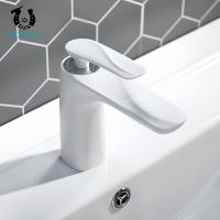 China Elegant Brass Wash Basin Faucet Mixer Hot Cold Water Deck Mounted 0-90 Degree for sale
