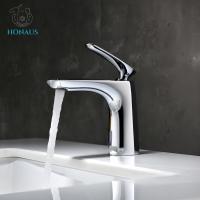 China Elegant Brass Wash Basin Faucet Mixer Hot Cold Water Deck Mounted 0-90 Degree for sale
