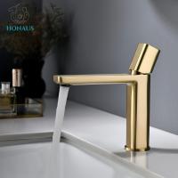 China Modern Brass Wash Basin Faucet Hot Cold Water Mixer Deck Mounted Ceramic Valve 0-90C for sale