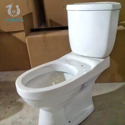 China Two Piece Elongated Toilet Bowl 200KG Weight Bearing Dual Flush Floor Mounted 250-305mm P Trap for sale