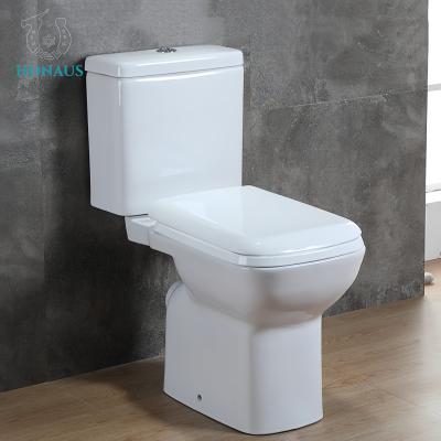 China Two Piece Elongated Toilet Bowl 250-305mm P/S Trap Dual Flush Ceramic for sale