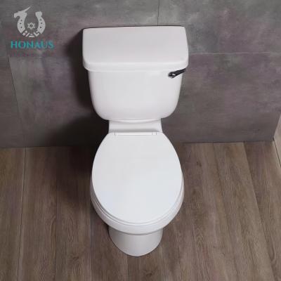 China Floor Mounted Two Piece Toilet Bowl 750x370x710mm Ceramic Dual Flush Wash Down for sale